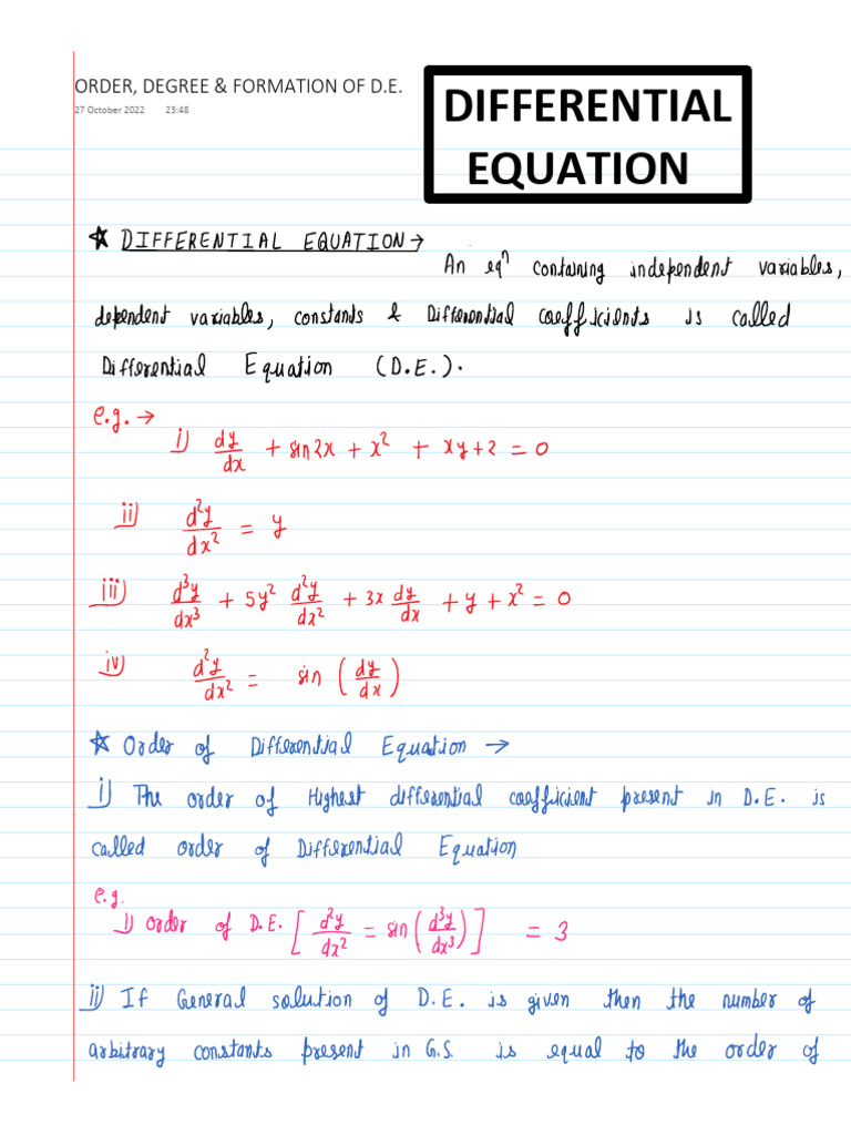 D.E_ | PDF | Differential Equations | Mathematical Objects