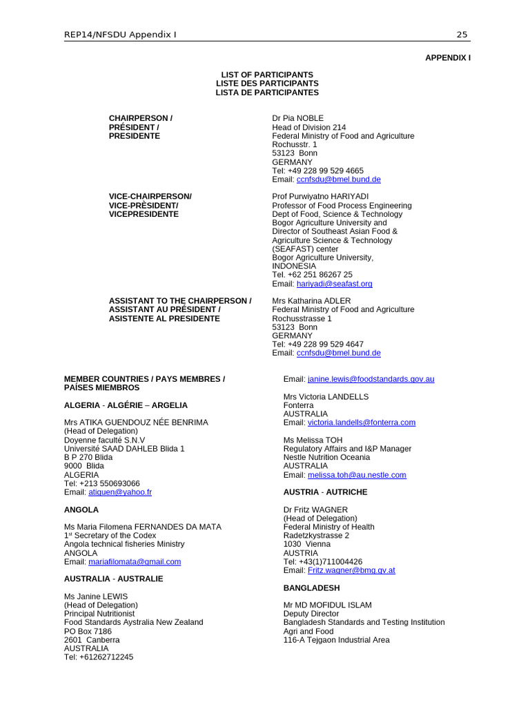 Food Safety Consultant Participants List | PDF