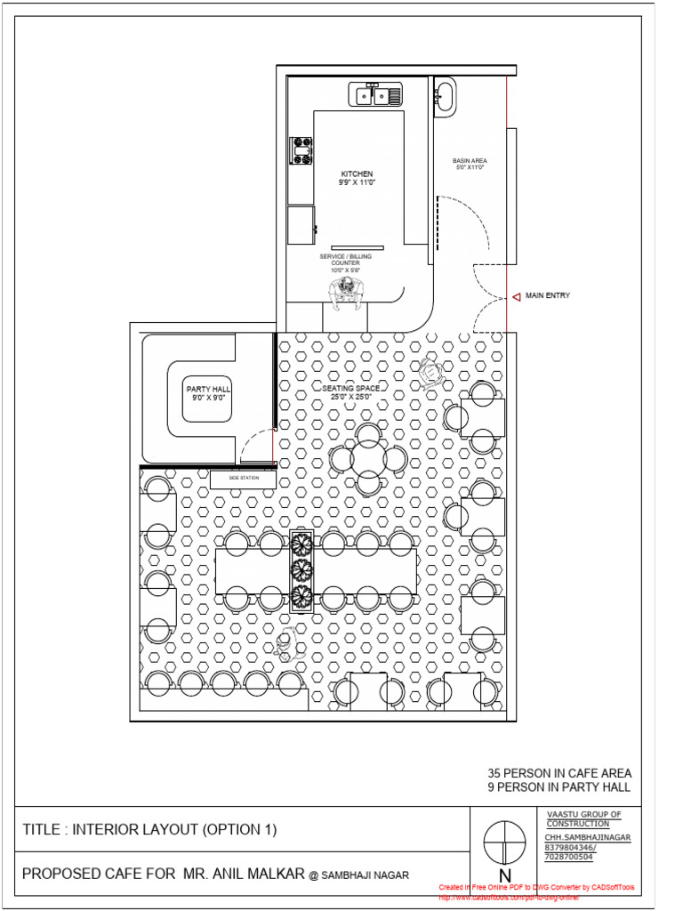 Proposed Cafe Floor Plan for Anil Malkar | PDF