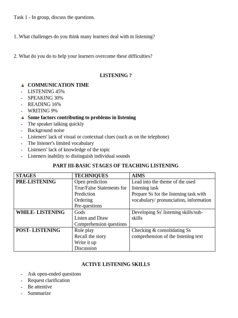 Teaching Listening Pdf Reading Comprehension Semantics