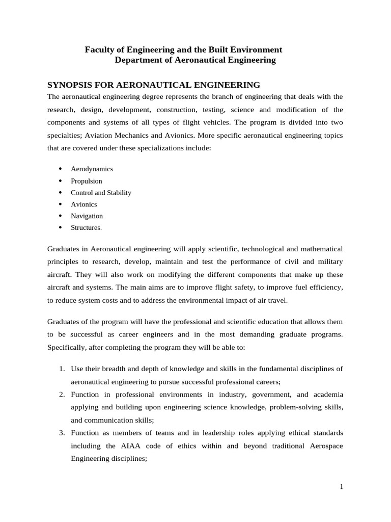 Aeronautical & Automotive Engineering Overview | PDF | Engineering ...