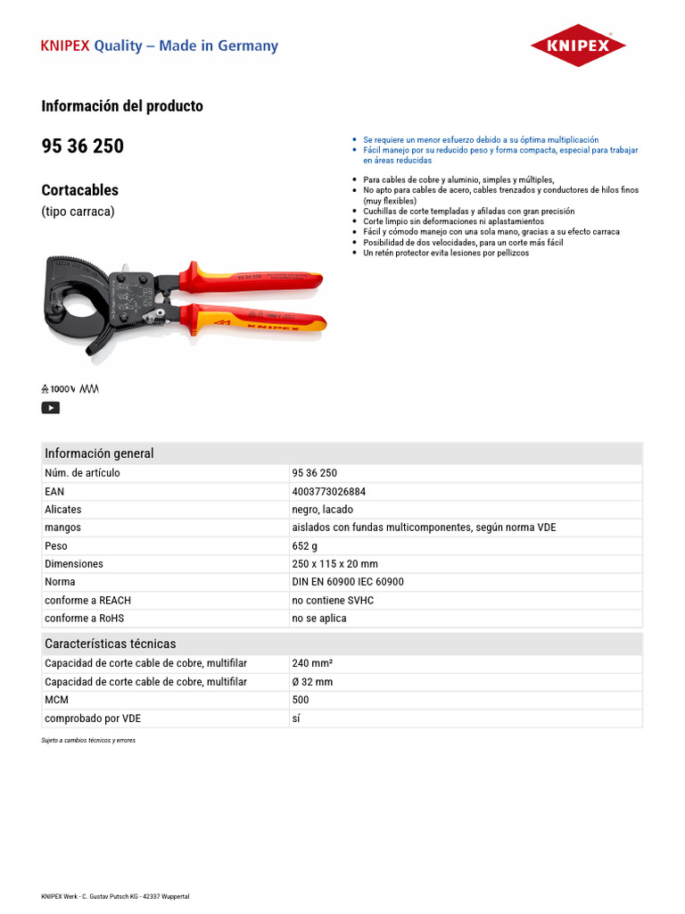 Cortacables tipo carraca: características y uso | PDF | Rieles | Materiales