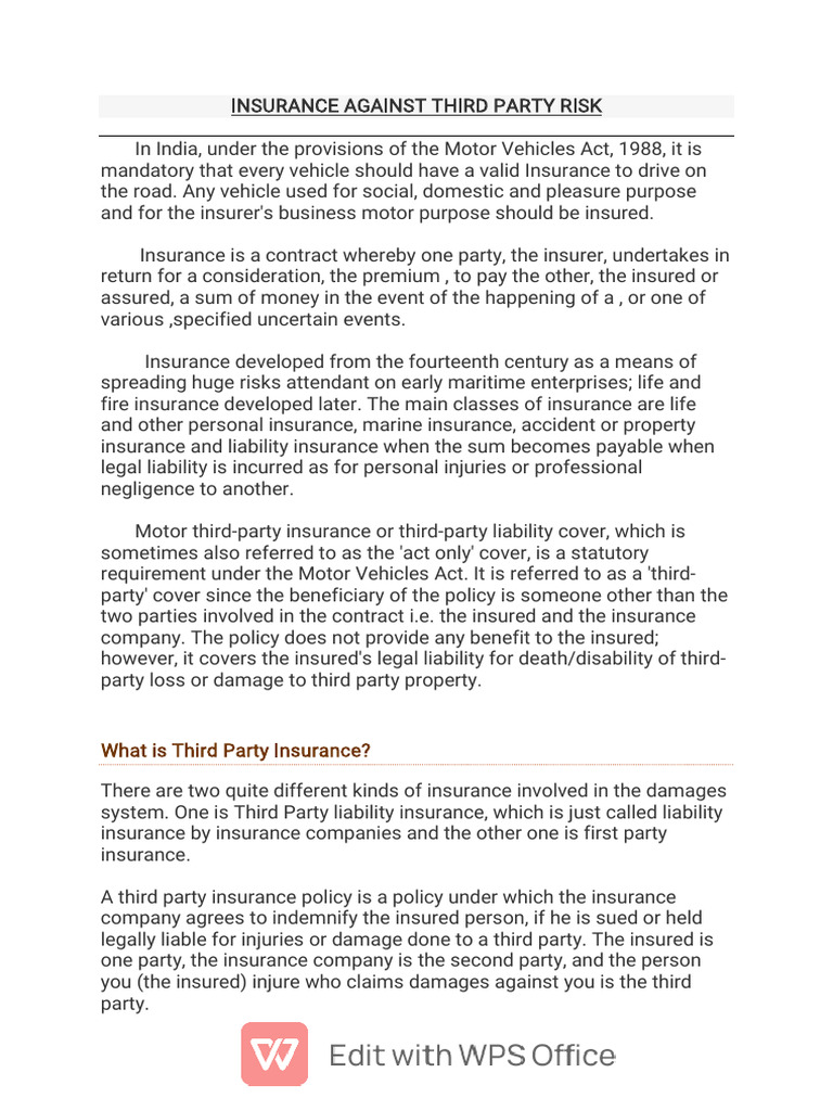 Understanding Third-Party Insurance in India | PDF | Insurance ...