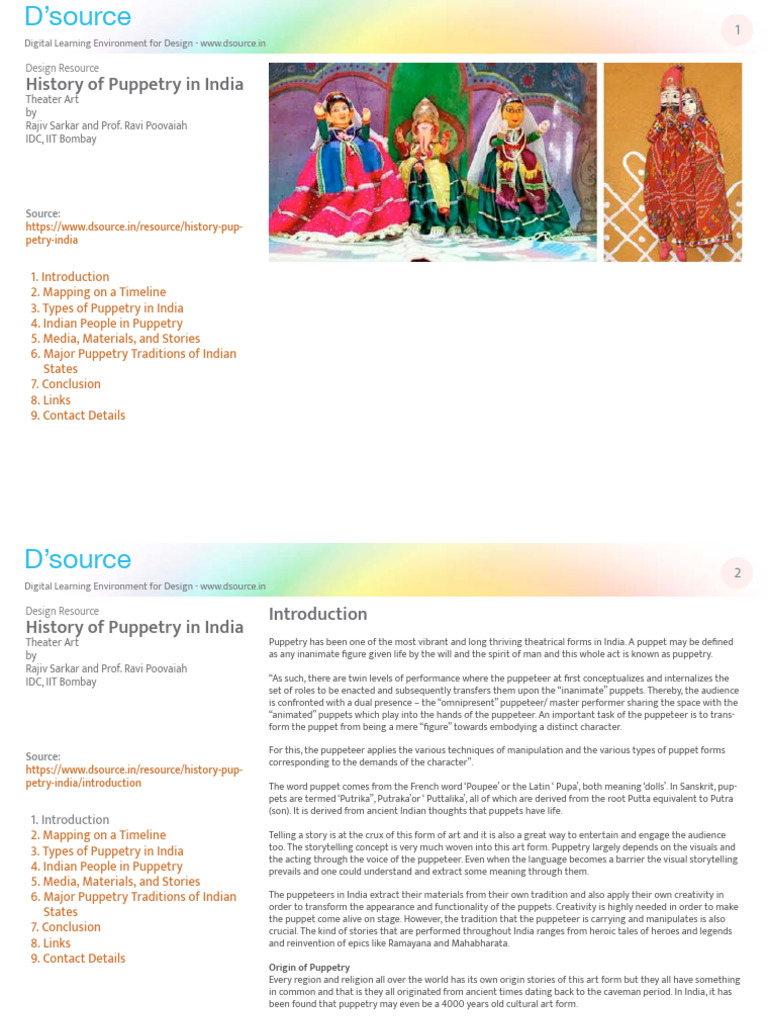 Resource - of Puppetry in India | PDF | Puppetry | Puppets