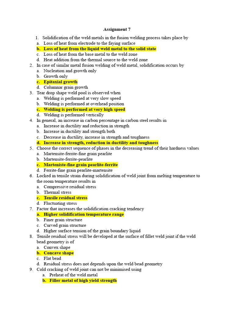 Solution of Assignment 7 | PDF | Welding | Construction