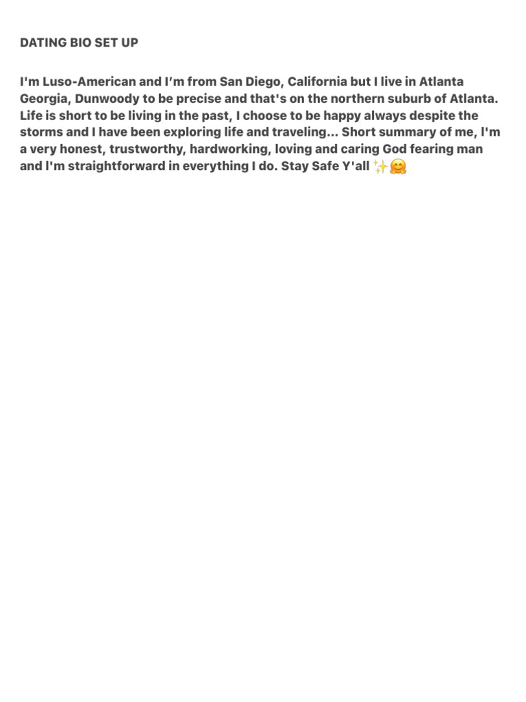DATING BIO SET UP | PDF
