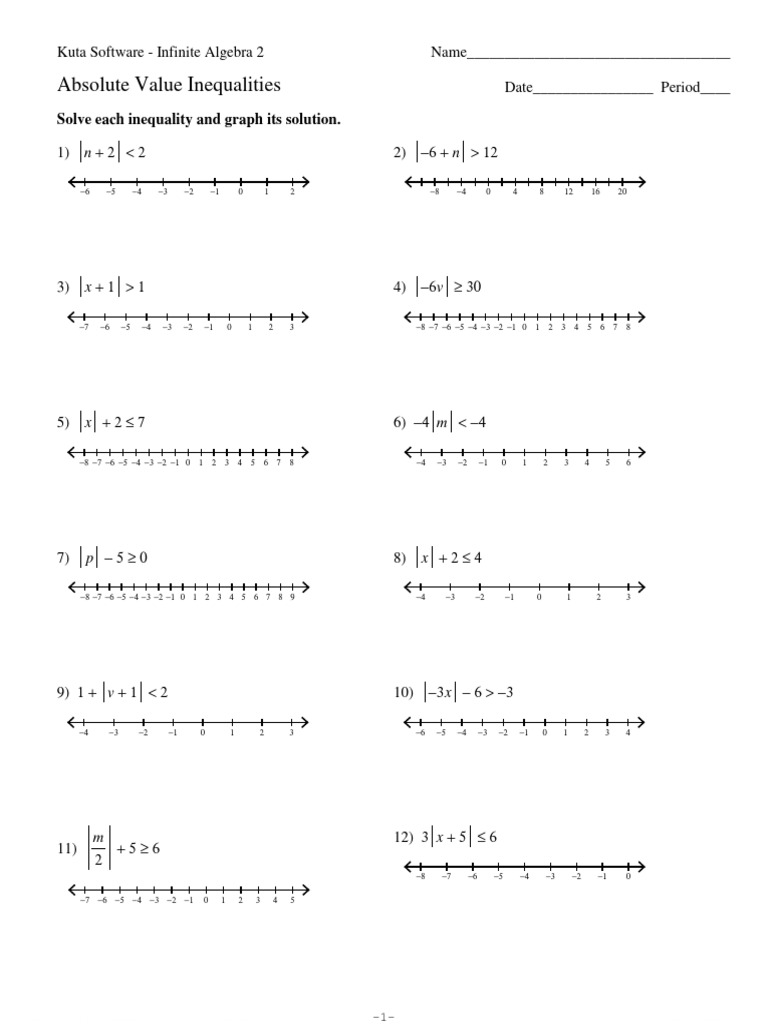 Absolute Value Inequalities Worksheet | PDF | Mathematics | Discrete ...