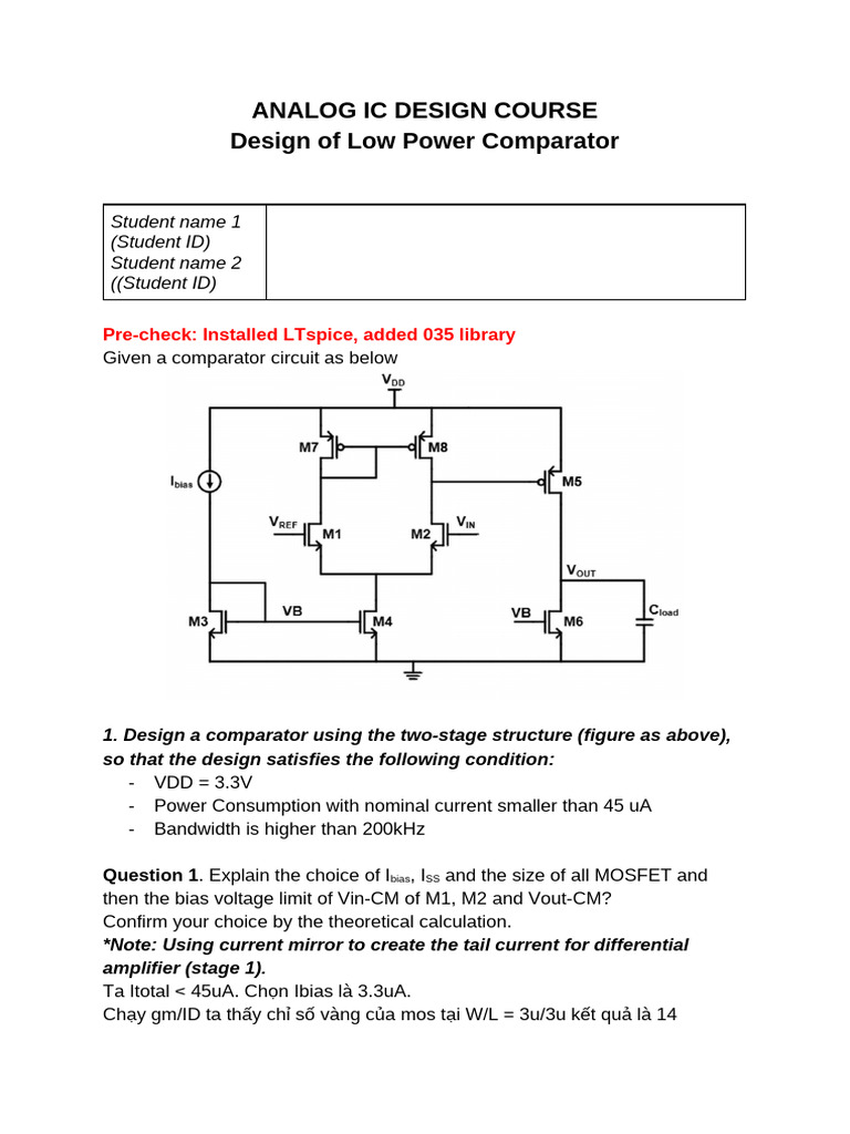 Design of Comparator | PDF