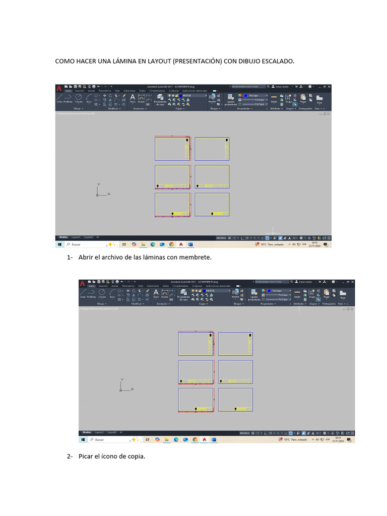 Crear lámina en layout con dibujo escalado | PDF | Botón (Computación ...