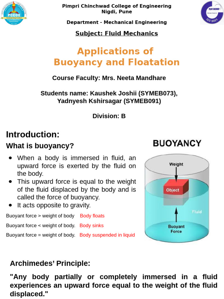 Buoyancy and it's applications | PDF | Buoyancy | Physical Quantities