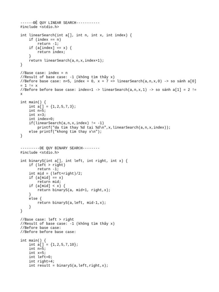 đệ quy linear + binary | PDF