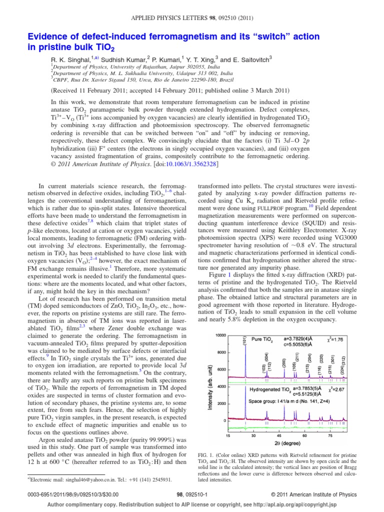 TiO2 APPLAB989092510 1 | PDF | X Ray Photoelectron Spectroscopy | X Ray ...