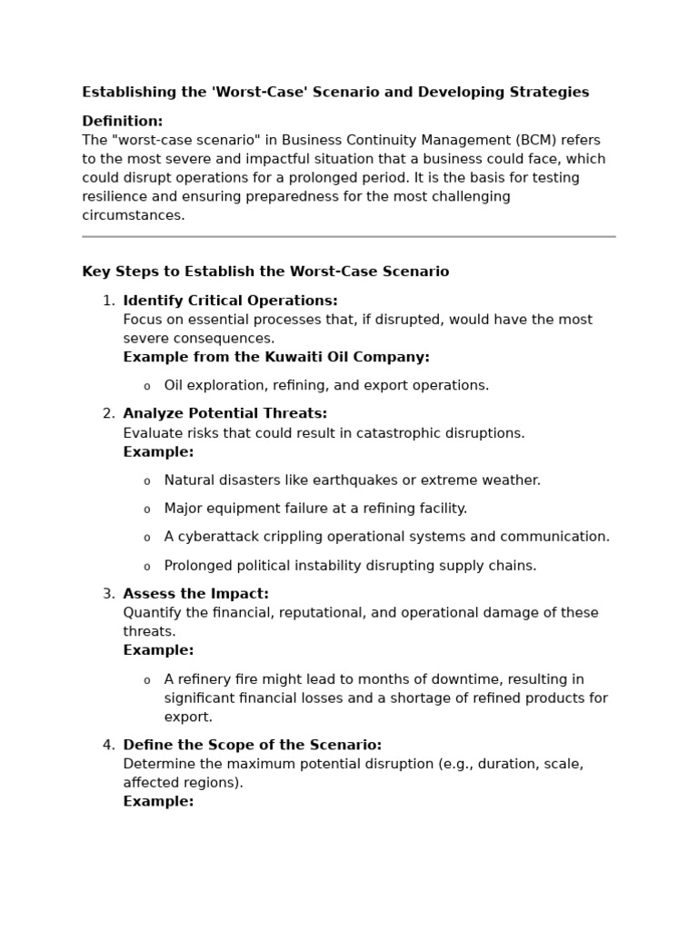 Establishing The 'Worst-Case' Scenario and Developing Strategies | PDF ...