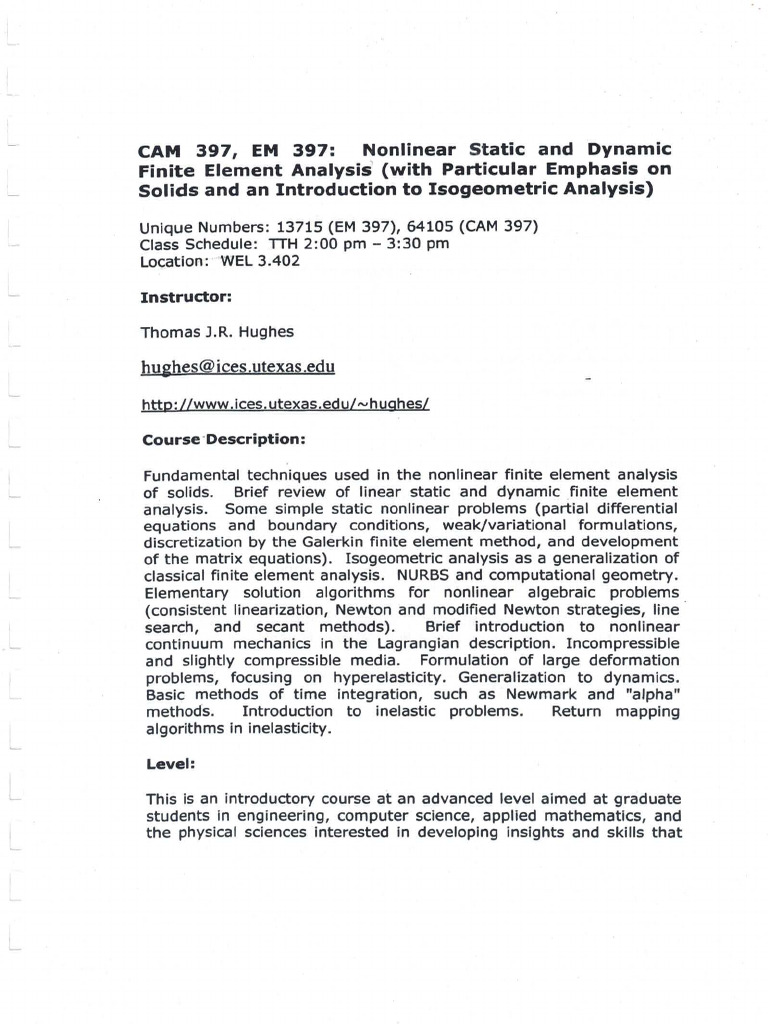 Hughes - Nonlinear Static and Dynamic Finite Element Analysis - Hughes | PDF