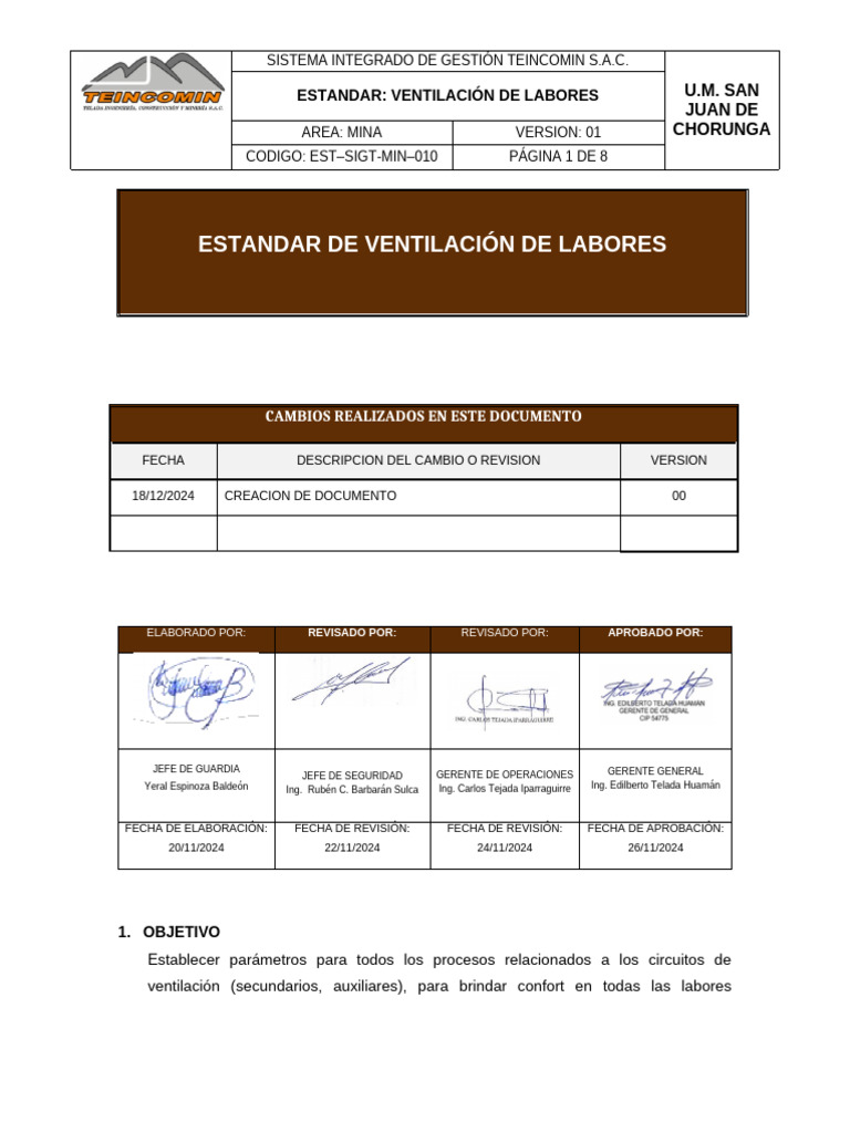 Est-Sigt-Min-010 Ventilación de Labores | PDF | Ventilación ...