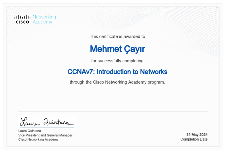 CCNA Introduction To Networks Certificate 221903038 Alparslan Edu TR ...
