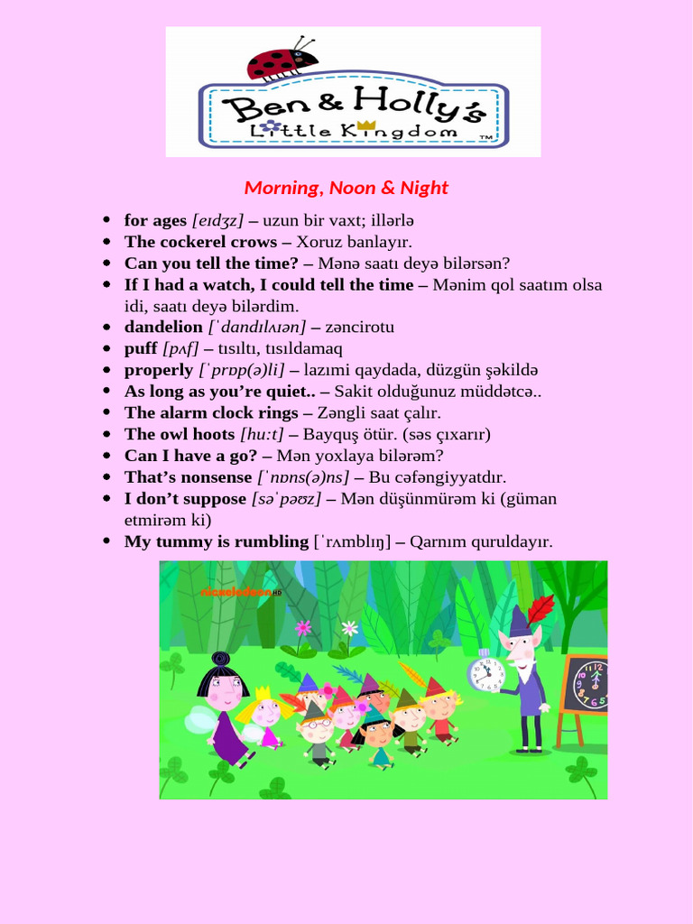 Ben and Holly - E20 Morning, Noon, Night | PDF