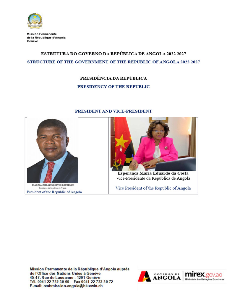 Angola Estrutura Do Governo 2022 2027 | PDF | Ministros (governo ...