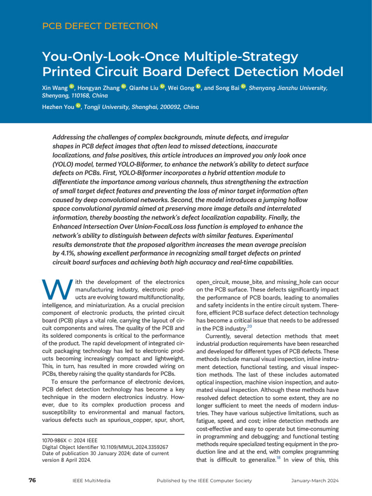 You Only Look Once Multiple Strategy Printed Circuit Board Defect Detection Model Pdf
