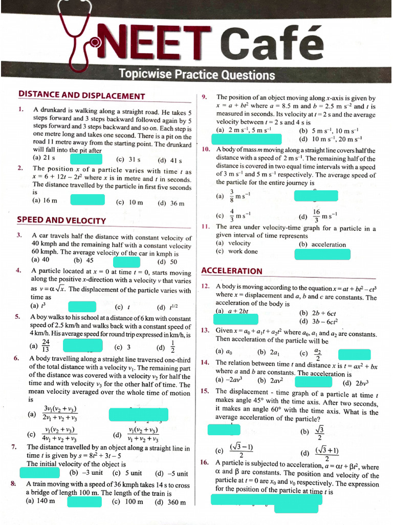Kinematics Neet Guide 241219 120301 | PDF