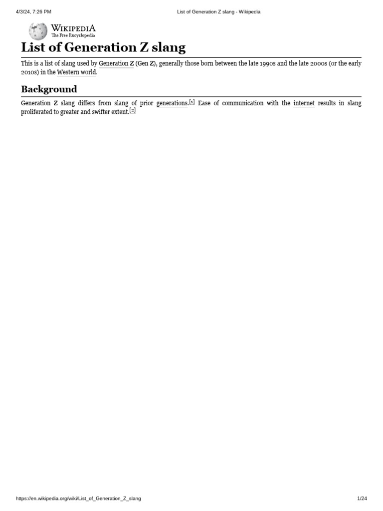 List of Generation Z slang - Wikipedia | PDF