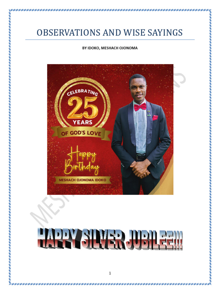 Compendium of Meshach's Life Lessons and Wise Sayings-1 | PDF | Wisdom ...