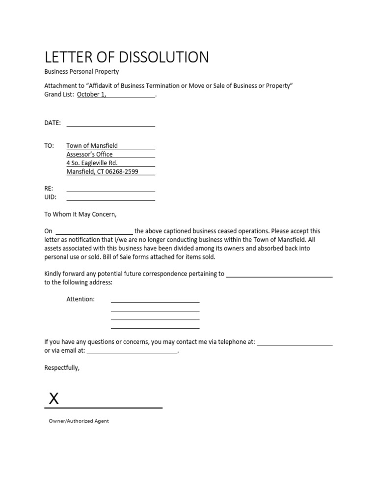 Letter of Dissolution | PDF
