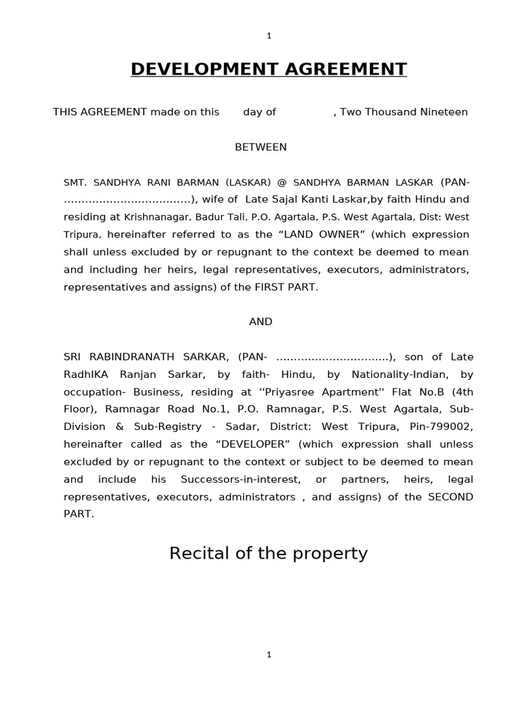 Development Agreement | PDF | Wall | Conveyancing