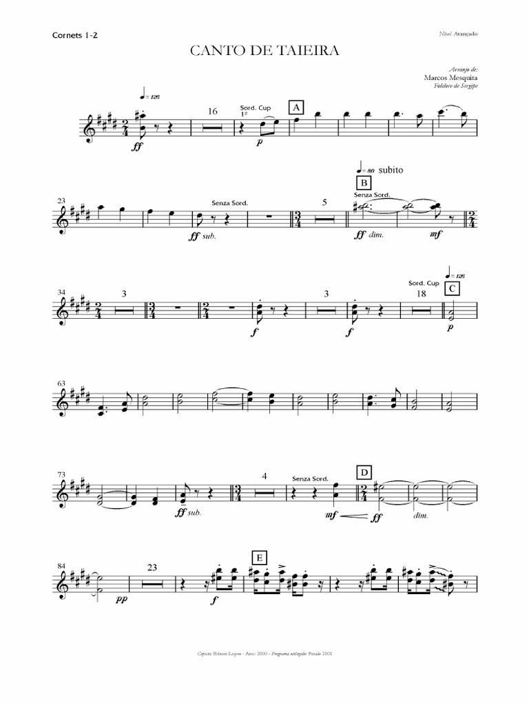 Canto de Taieira, EM1 - 19. Cornet 1-2 | PDF