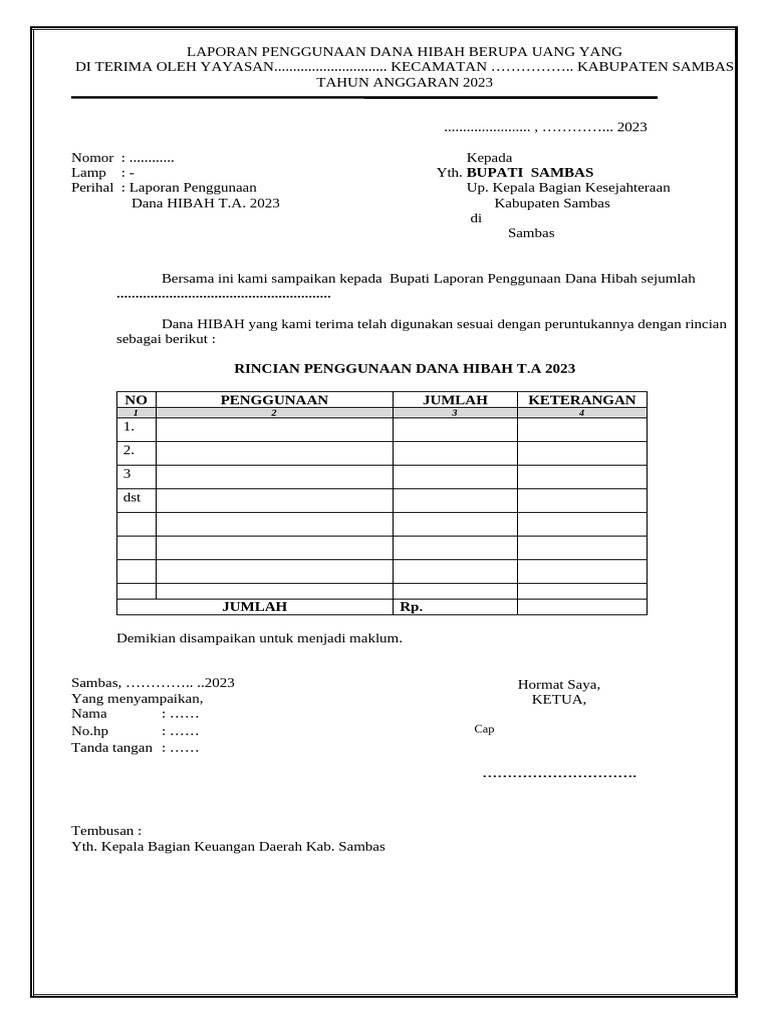 Format LPJ Tahun 2023 | PDF