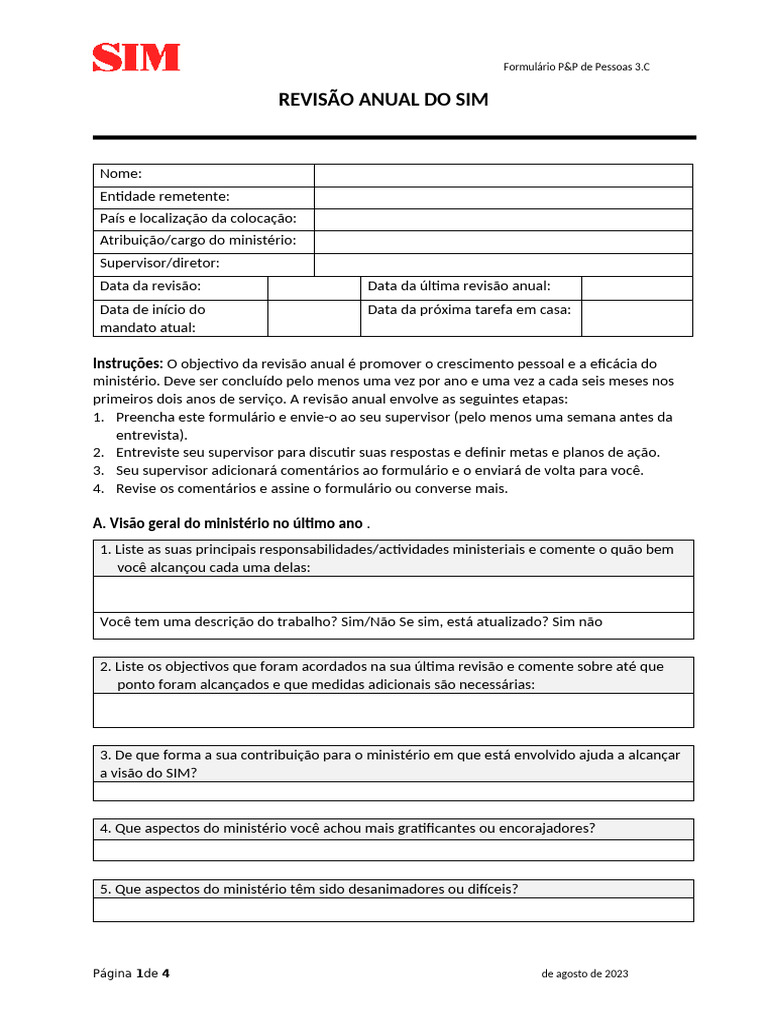 3.C. Annual Review Form (Format 3) | PDF | Aprendizado