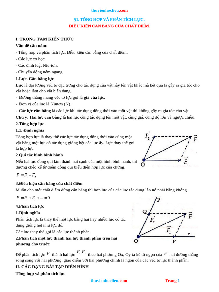 Ly Thuyet Va Trac Nghiem Tong Hop Va Phan Tich Luc | PDF