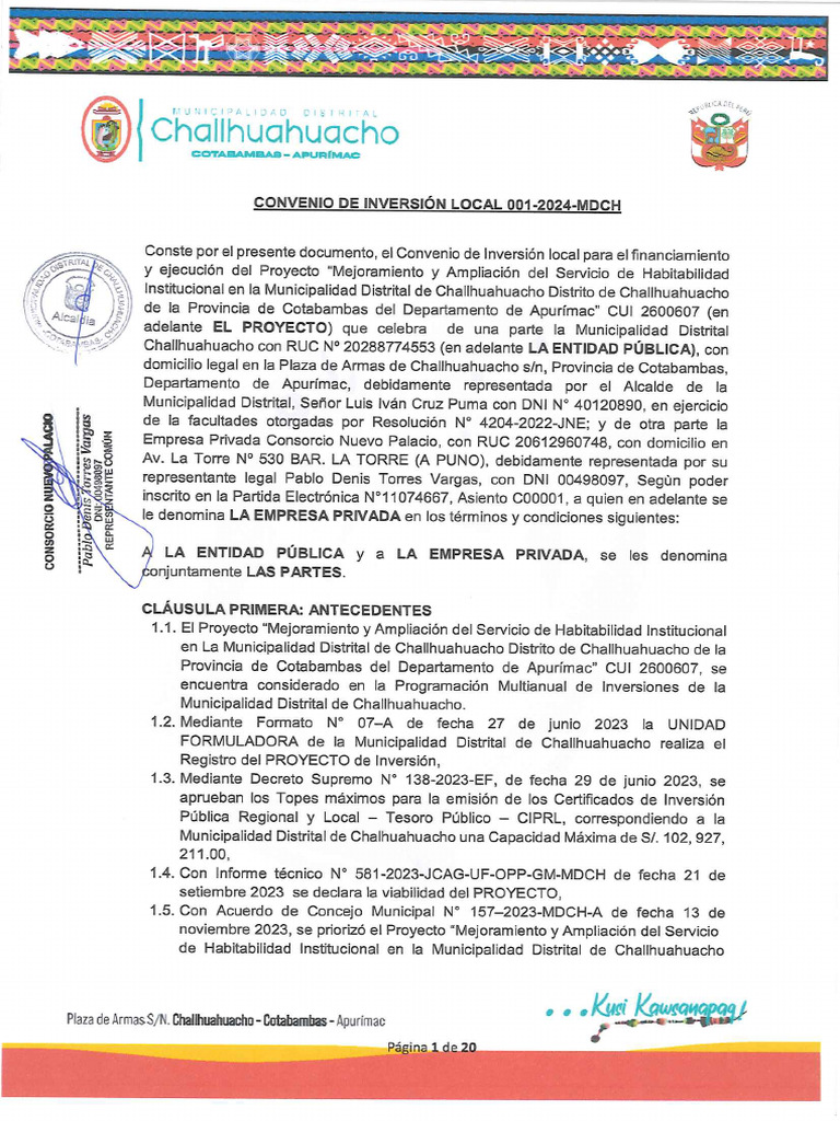 Convenio 001-2024 | PDF