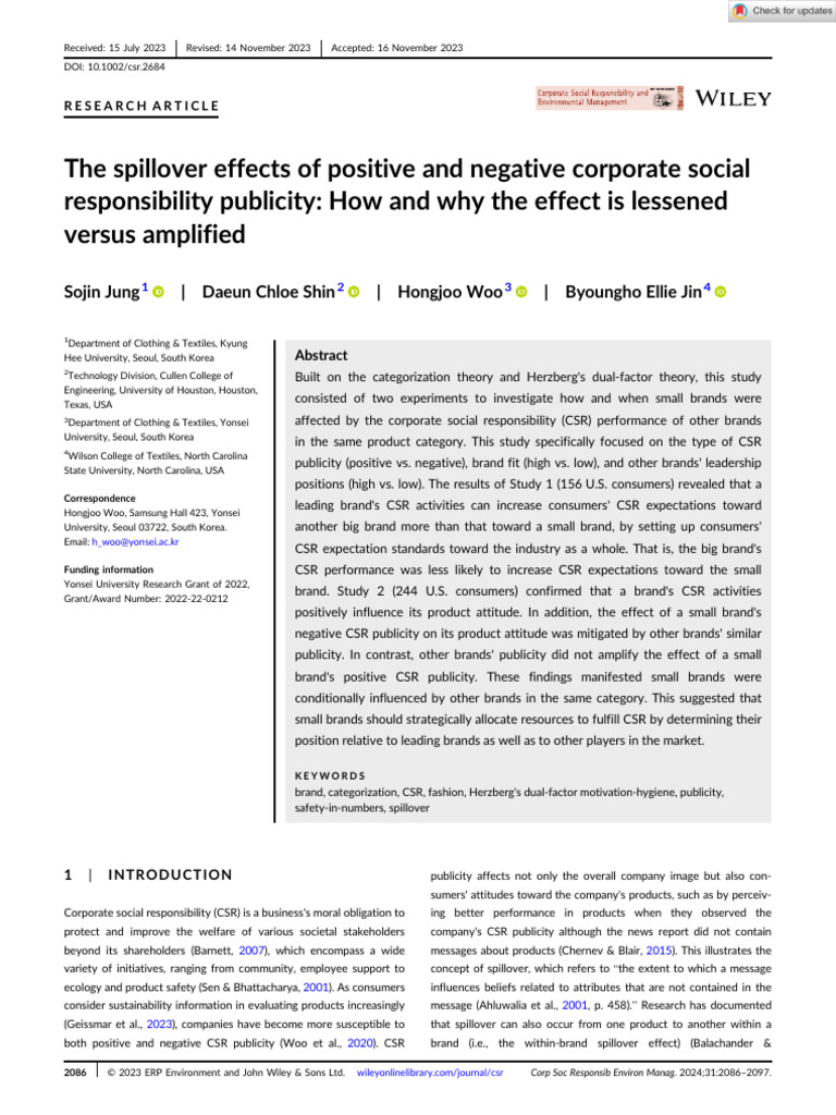 The Spillover Effects of Positive and Negative Corporate Social ...