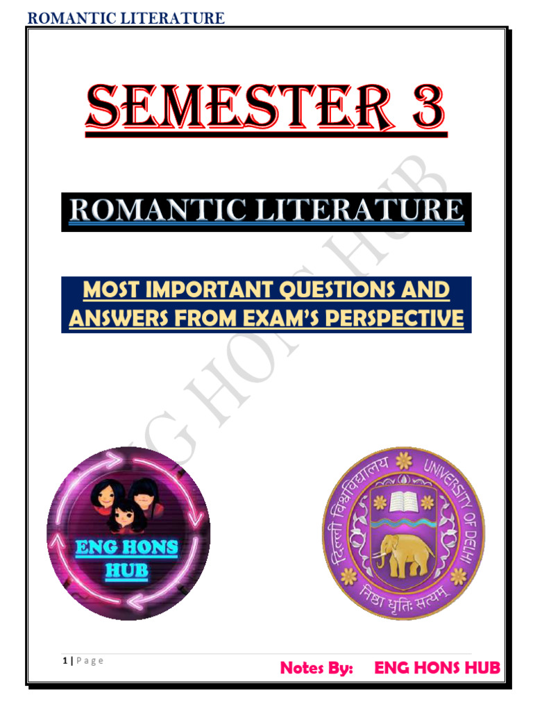 Romantic Literature Most Important Question and Answer | PDF | Poetry ...
