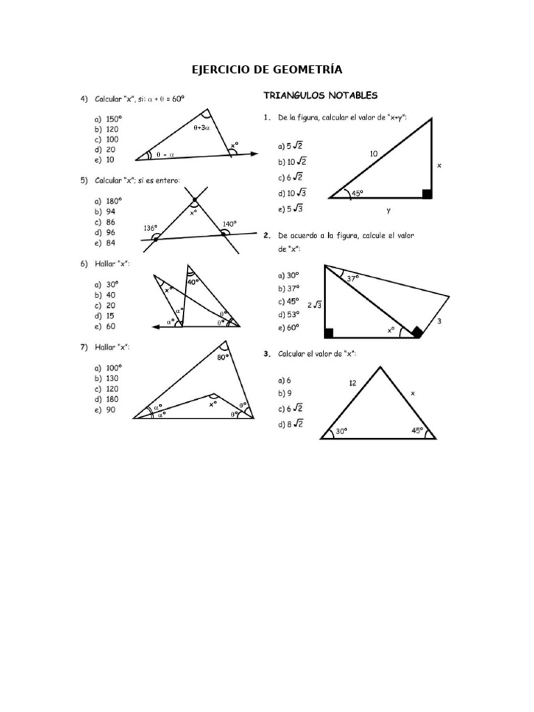 Ejercicios Angulos | PDF