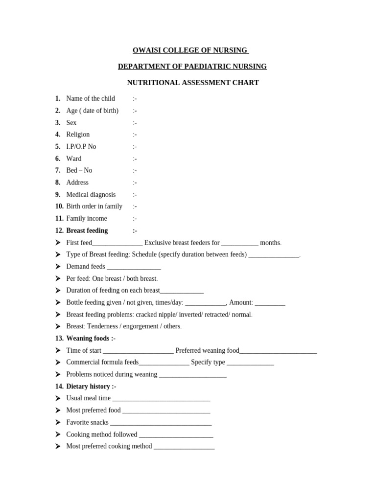 Nutritional Assessment Pediatrics | PDF | Breastfeeding | Medical ...