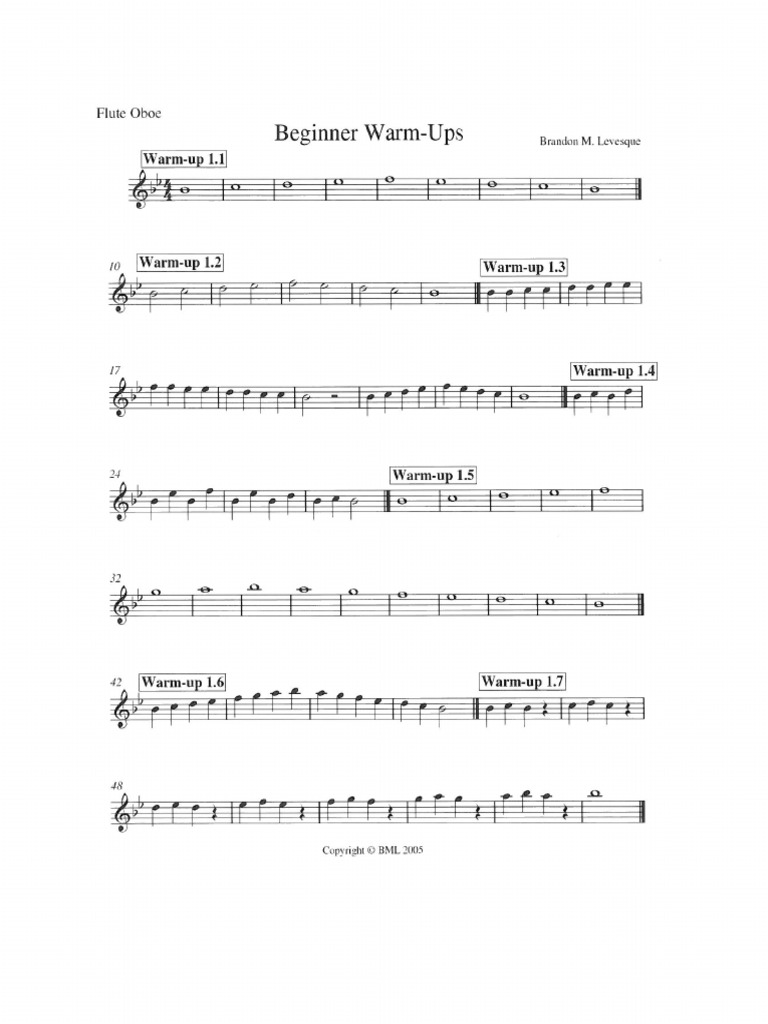 Beginner Warm Ups With First 5 Notes | PDF