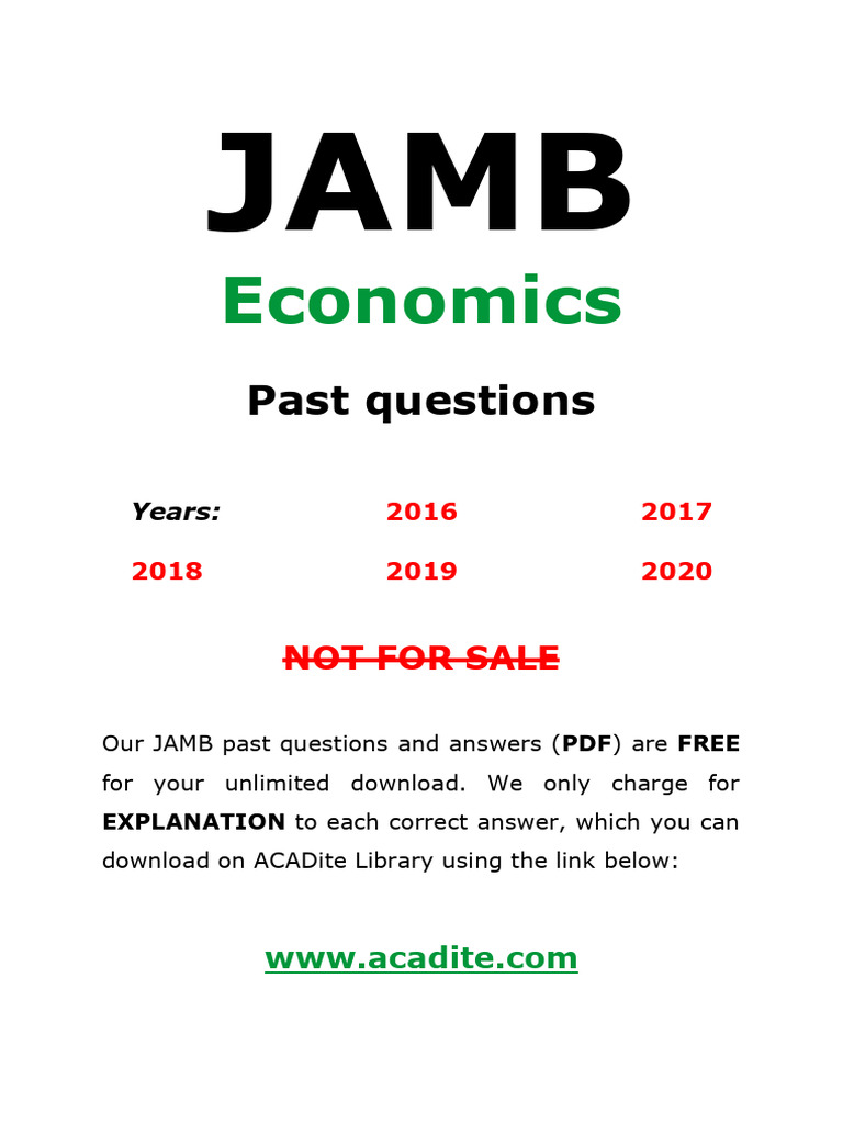 Jamb Economics Past Questions | PDF | Cost Of Living | Supply (Economics)