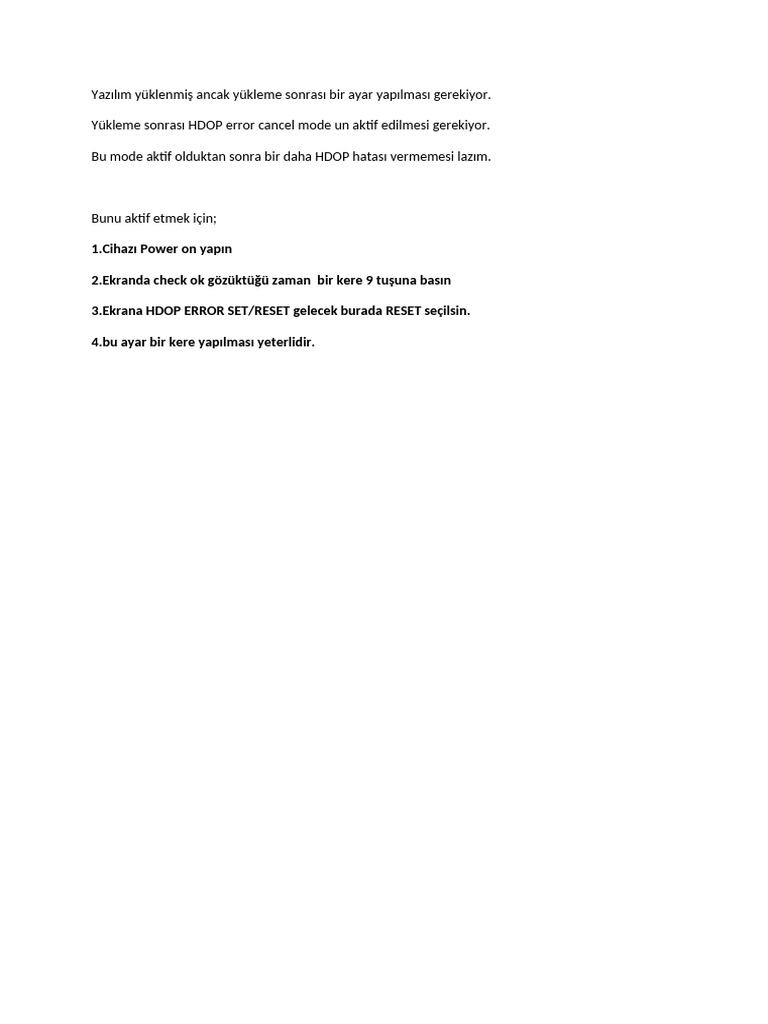 Gps Yazılım Sonrası Ayar | PDF