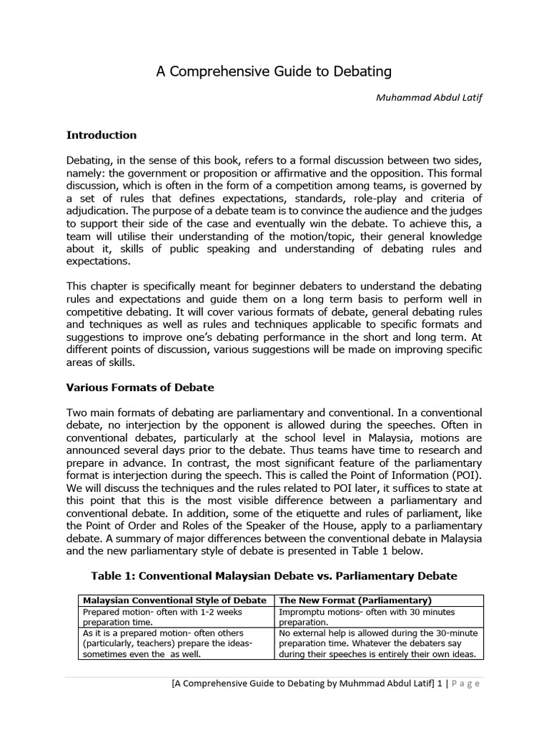 Beginner S Guide To Debating Skills Pdf