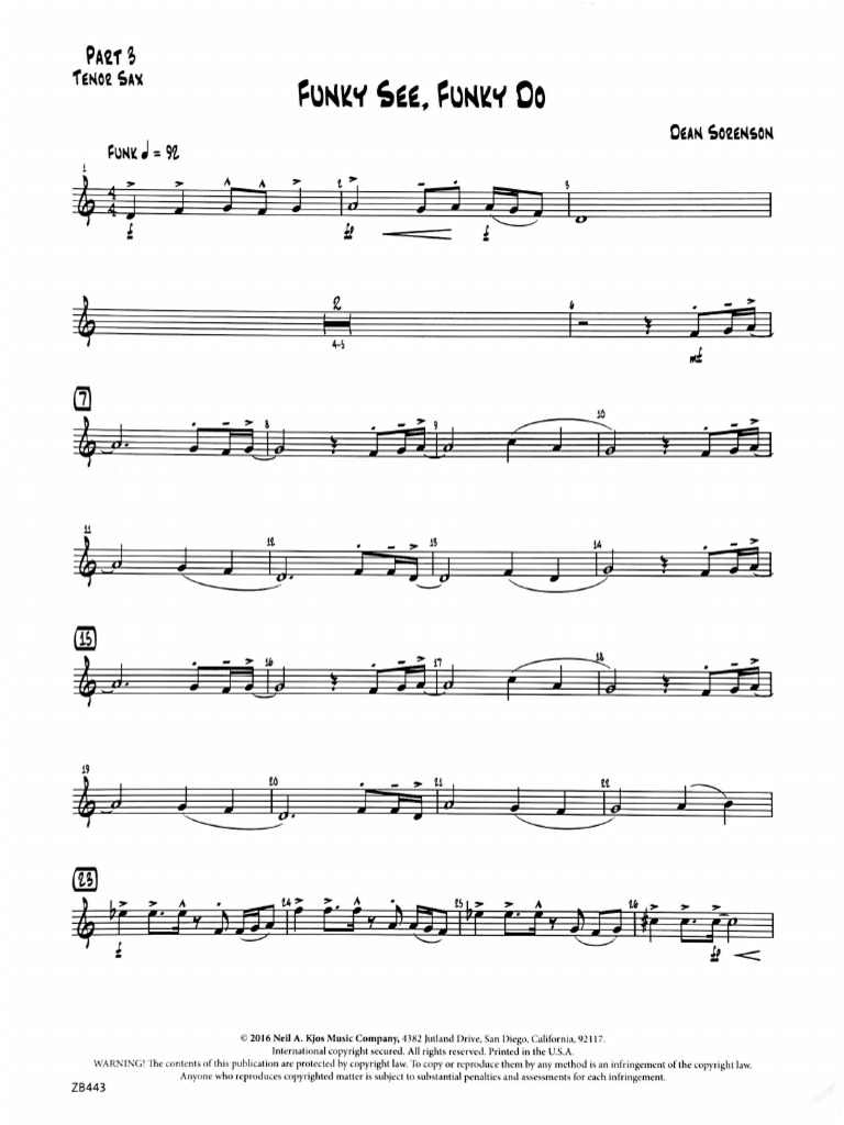 Funky See, Funky Do - Tenor - Part 3 | PDF