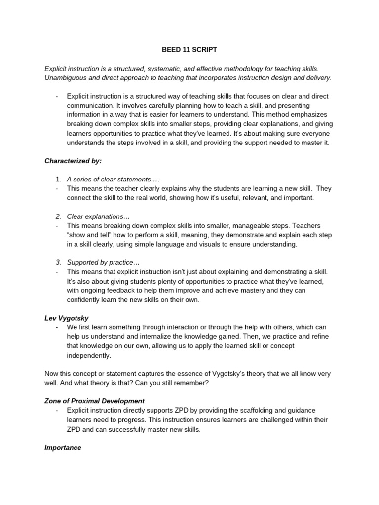 BEED 11 SCRIPT | PDF | Cognition | Learning