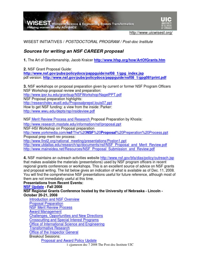 Sources For Writing An NSF CAREER Proposal | PDF | National Science ...