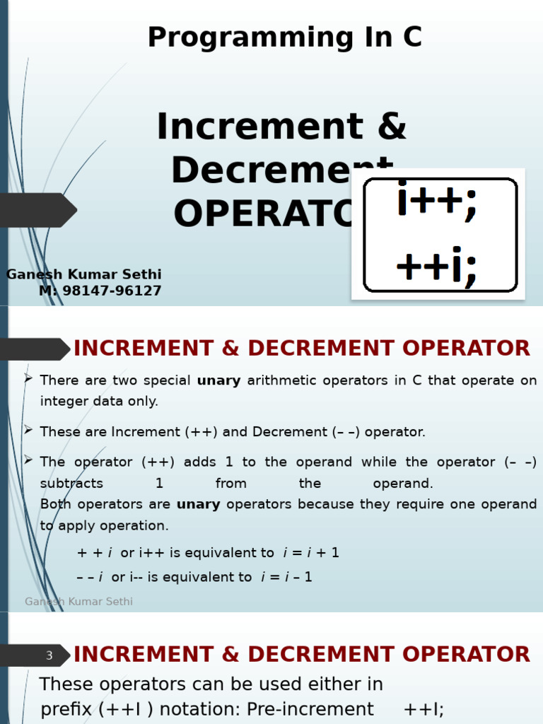 Operators - Increment and Decrement | PDF