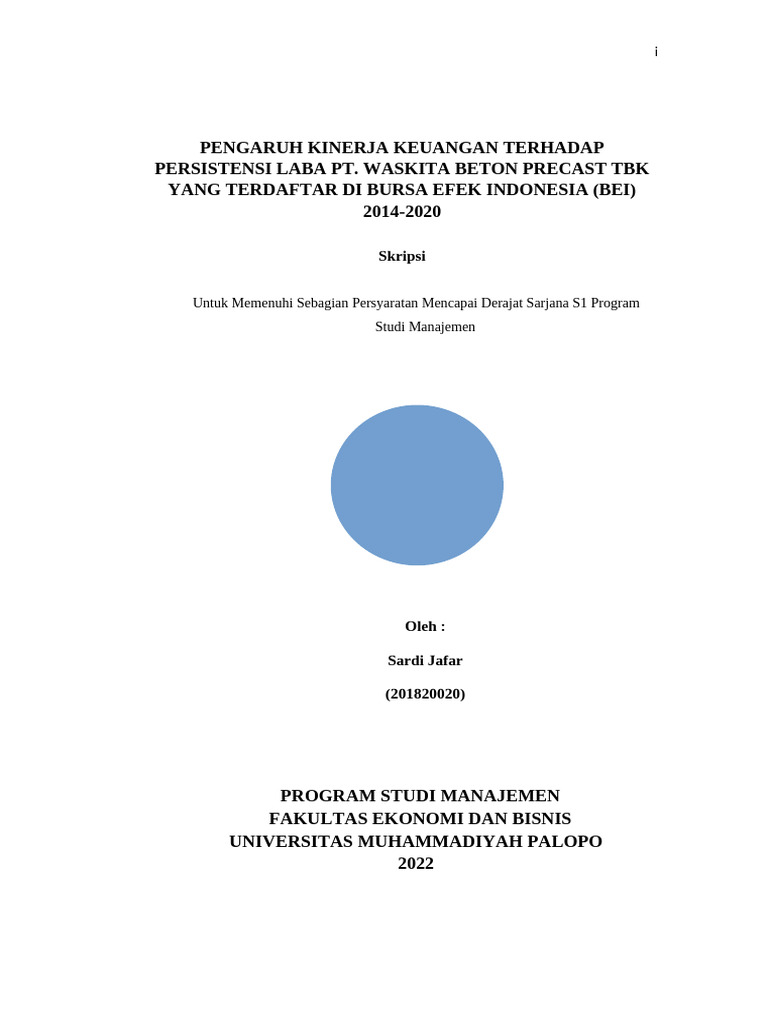Pengaruh Kinerja Keuangan Terhadap Persistensi Laba Pt. Waskita Beton Precast TBK Yang Terdaftar ...