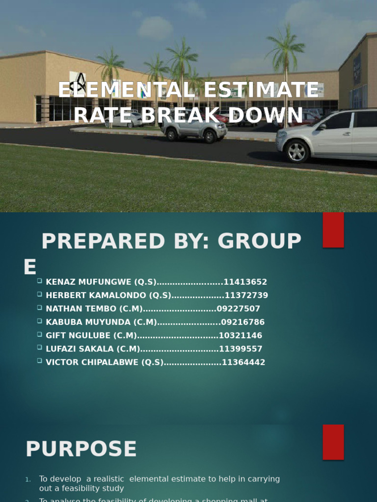 Elemental Estimate PREPARED BY GROUP E | PDF | Real Estate