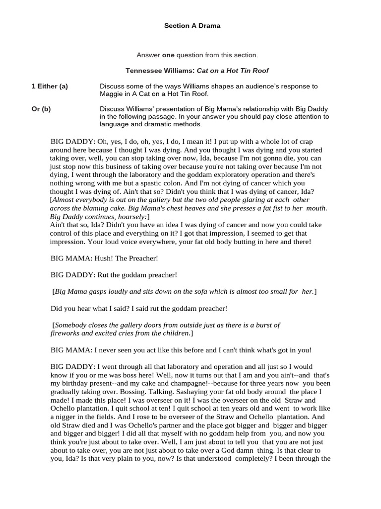 Lesson 36-37 - Spare Exam Question Final Cat On A Hot Tin Roof | PDF