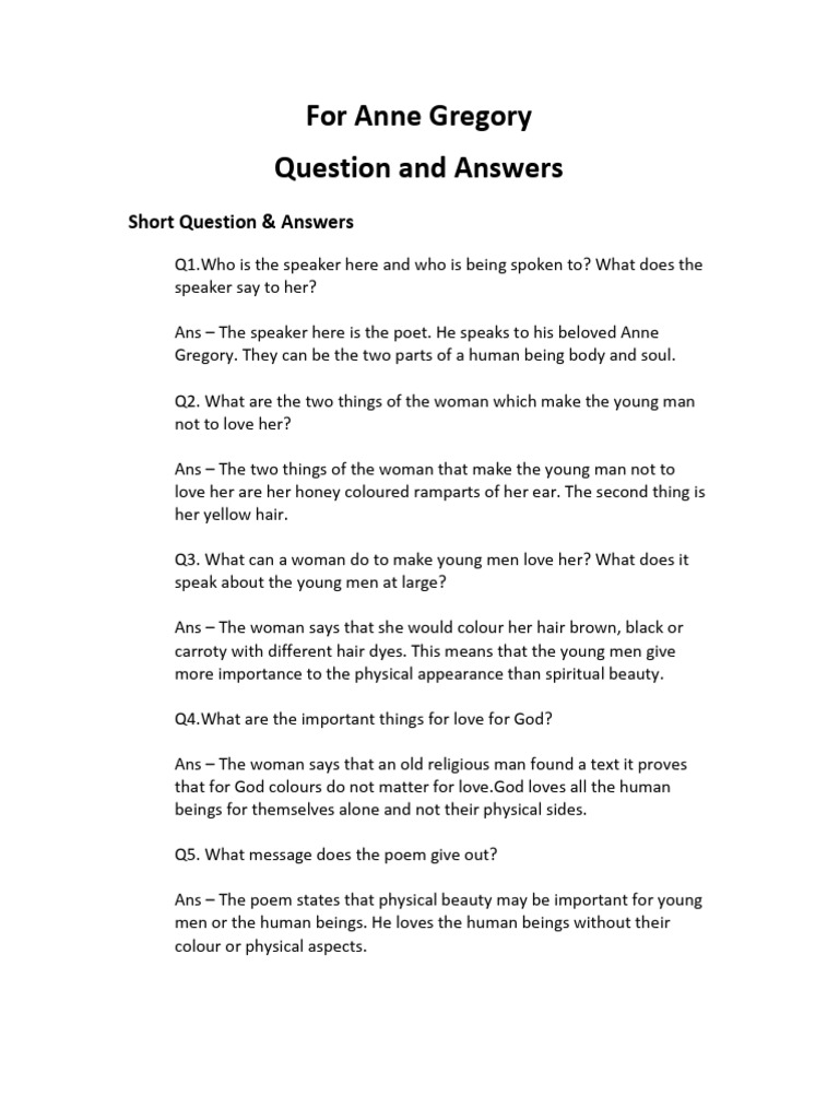 For Anne Gregory | PDF | Beauty