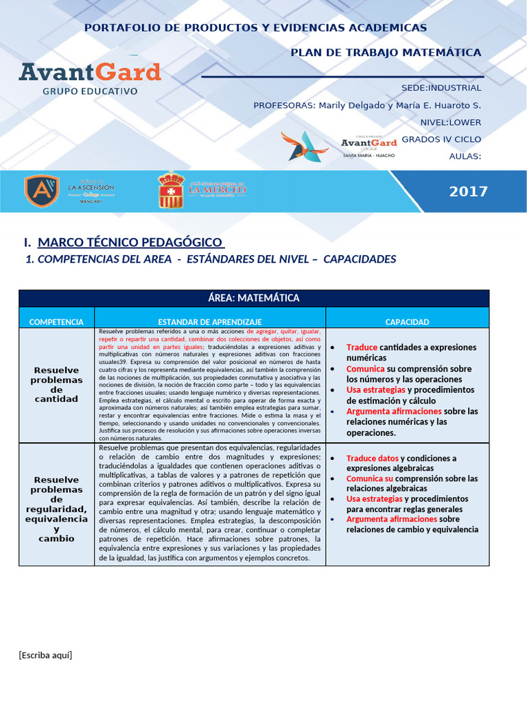 Plan de Cuarto Grado 2017 | PDF | Números | Geometría